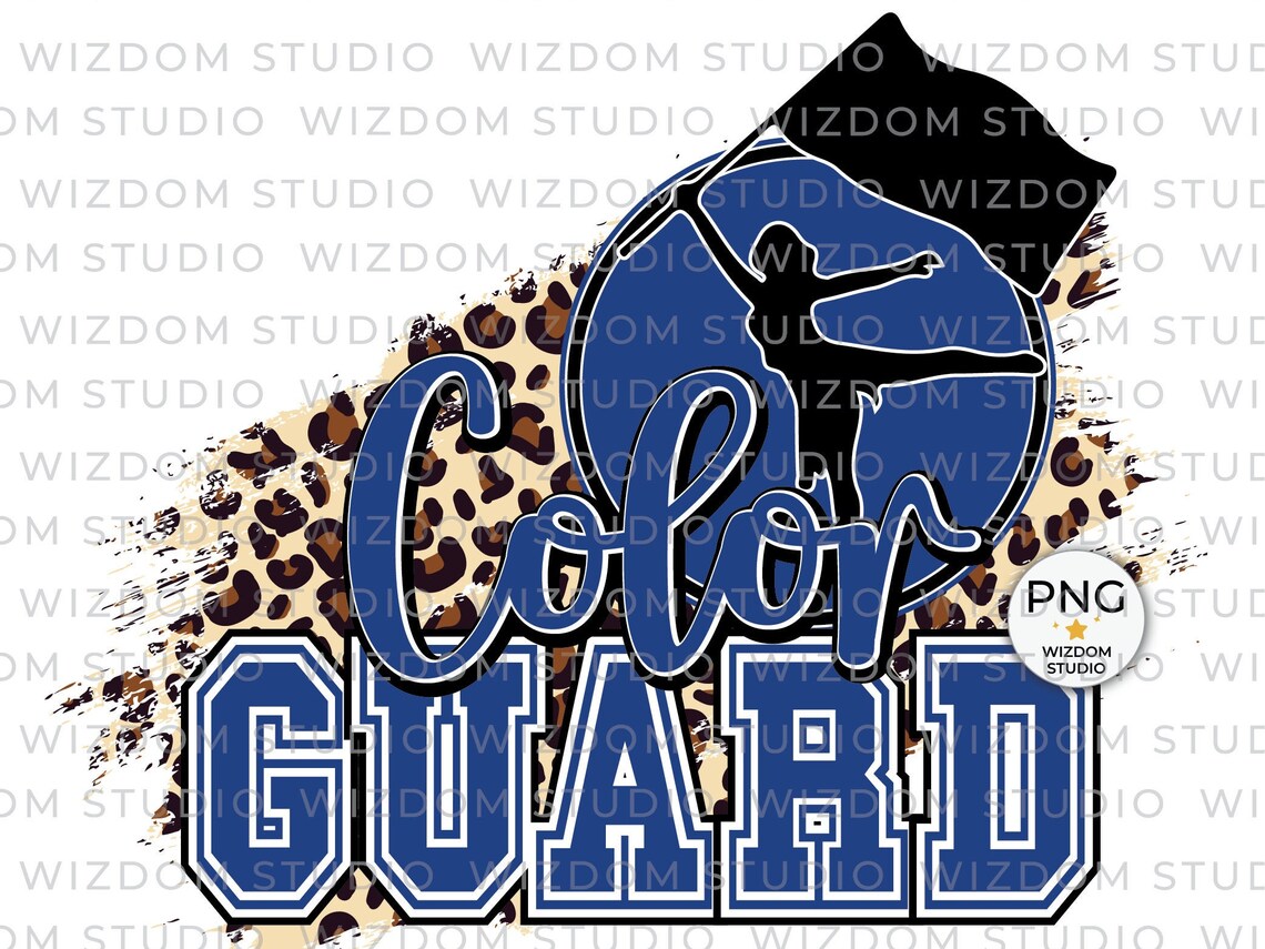 Color Guard PNG Image, Leopard Color Guard Blue Design, Sublimation ...