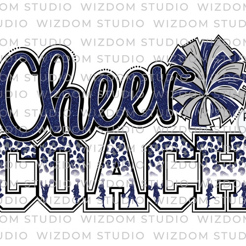 Cheer Coach PNG Image Leopard Cheer Blue White Design - Etsy