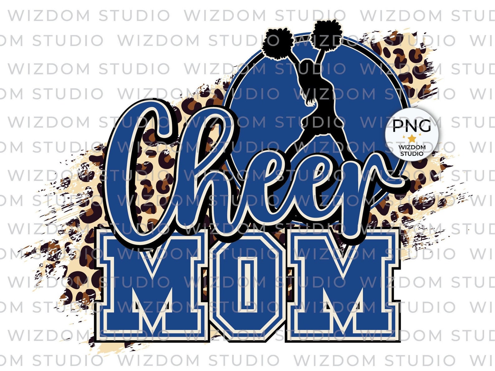 Cheer Mom PNG Image Blue Cheer Leopard Background Design - Etsy