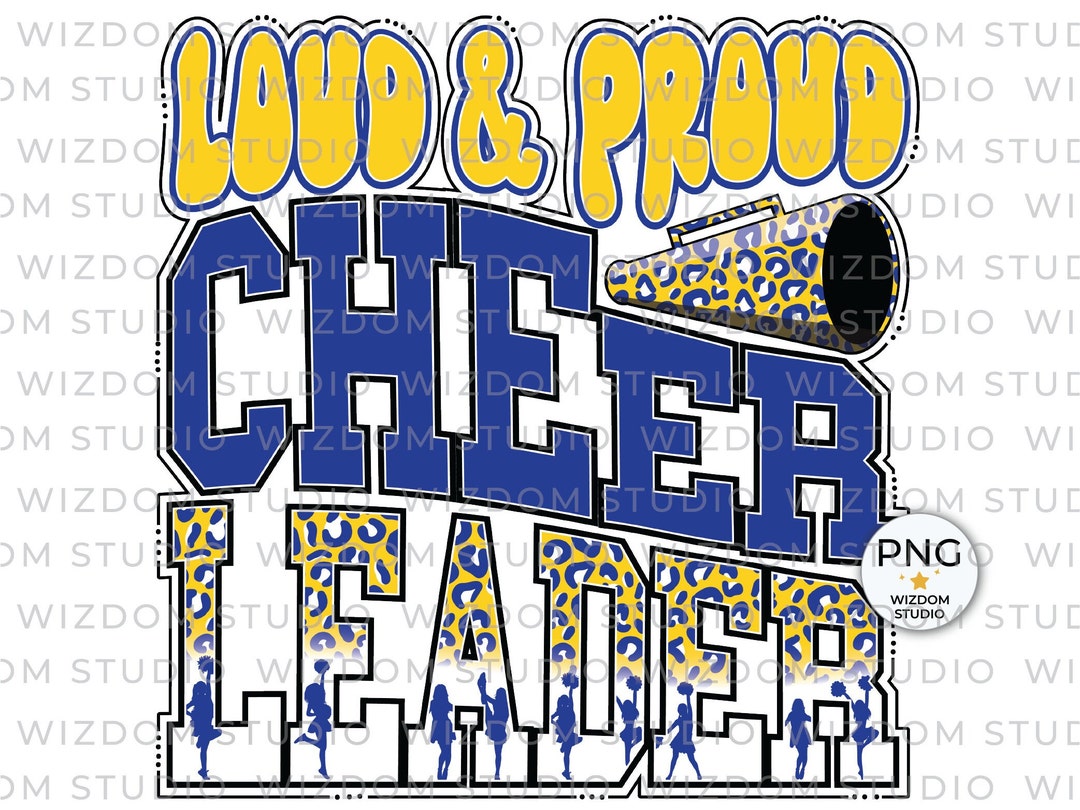 Loud & Proud Cheerleader PNG Image, Leopard Cheer Blue Gold Design ...