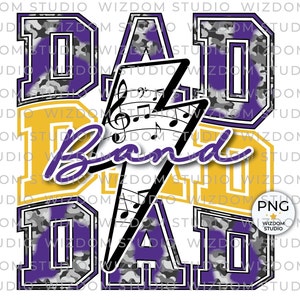 Band Dad PNG Image, Marching Band Lightning Bolt Camo Blue Design ...