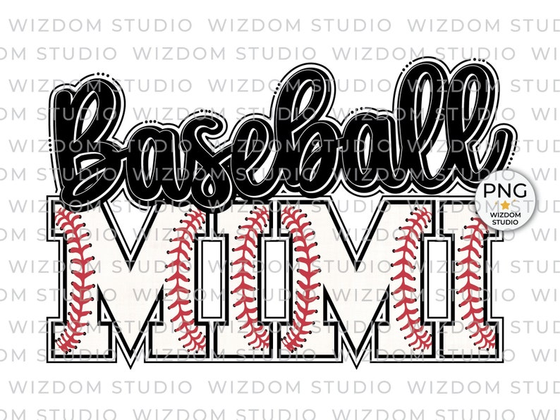 Baseball Mimi PNG Image Baseball Grandma Black Design - Etsy
