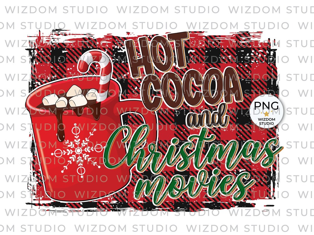 Hot Cocoa and Christmas Movies PNG Image Winter Christmas Red - Etsy