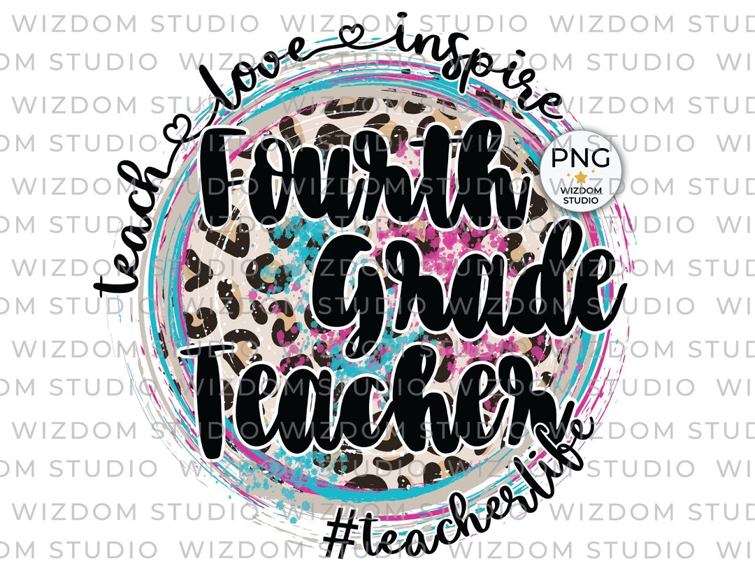 Fourth Grade Teacher PNG Image Teacher Leopard Design - Etsy