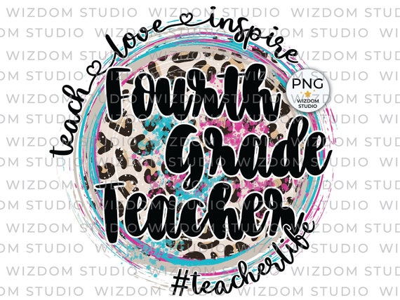 Fourth Grade Teacher PNG Image Teacher Leopard Design - Etsy