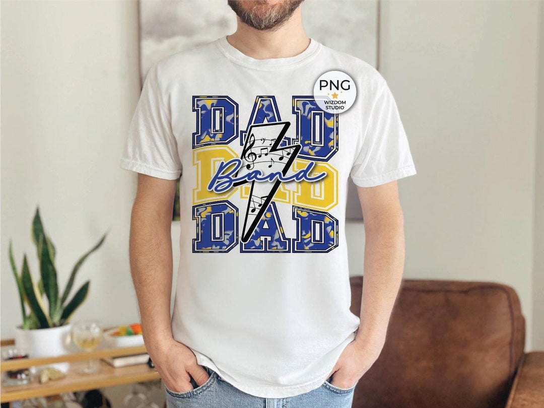 Band Dad PNG Image, Marching Band Lightning Bolt Camo Blue Design ...