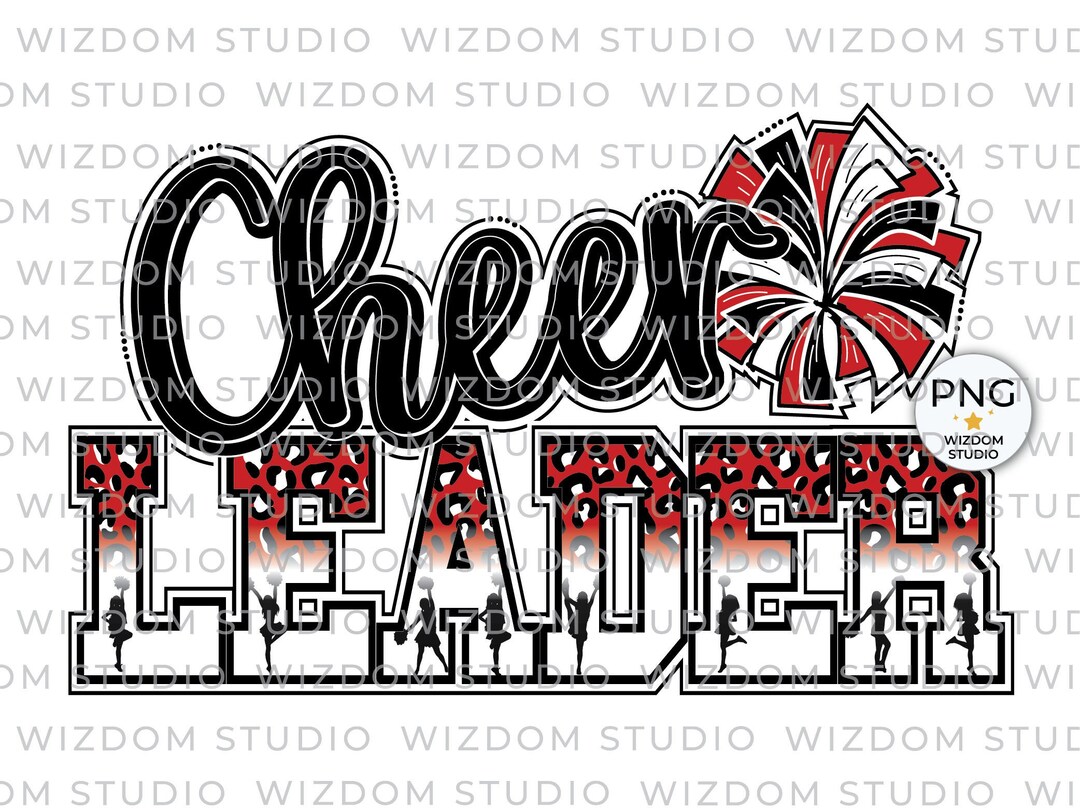 Cheerleader PNG Image Leopard Cheer Black Red White Design - Etsy