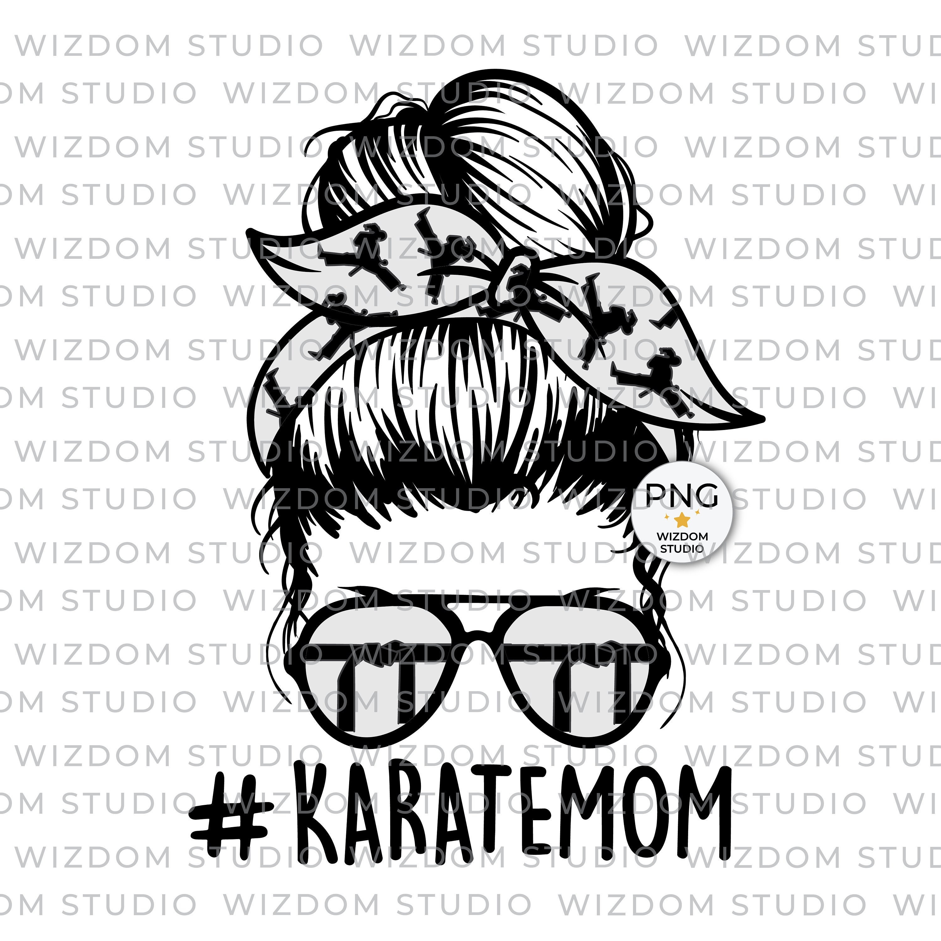 Karate Mom PNG Image Messy Bun Black Belt Design Sublimation - Etsy