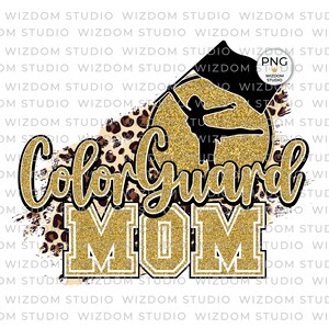 Color Guard Mom PNG Image, Leopard Color Guard Glitter Gold Design ...