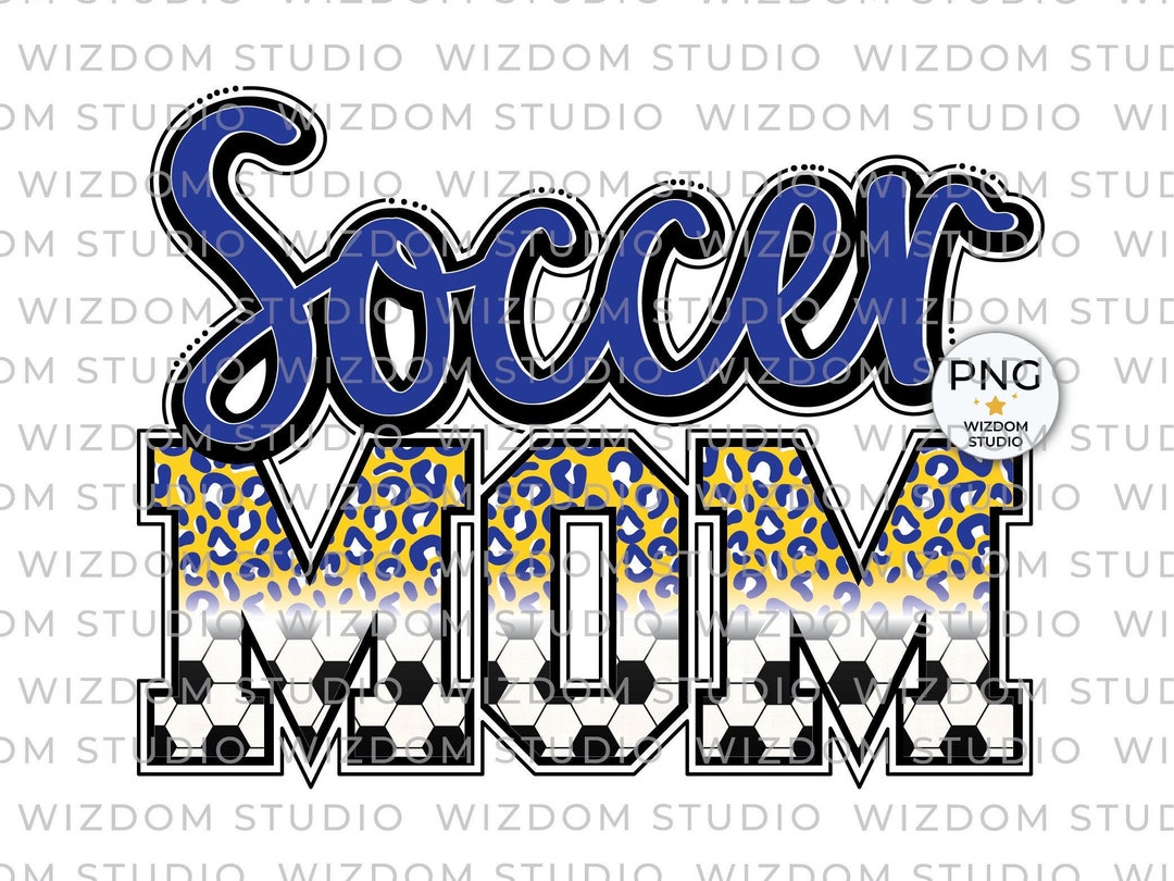 Soccer Mom PNG Image, Blue Yellow Gold Leopard Soccer Mom Design ...