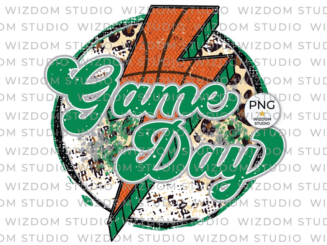 Game Day Basketball PNG Image, Basketball Lightning Bolt Green Design ...