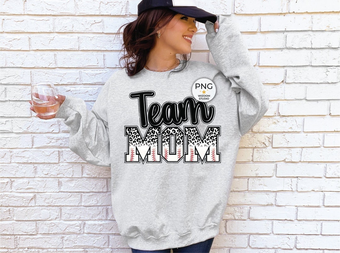 Team Mom PNG Image, Baseball Team Mom Leopard Black Design, Sublimation ...