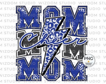 Cheer Design PNG Cheer Mom With Royal Blue and White Pom Poms - Etsy
