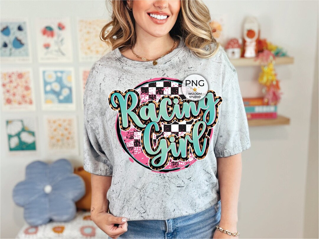 Racing Girl PNG Image, Checkered Flag Racing Design, Sublimation ...