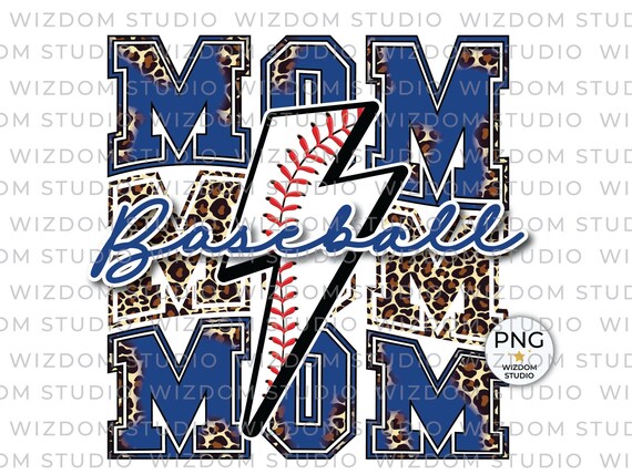 Baseball Mom PNG Image Baseball Lightning Bolt Leopard Blue - Etsy