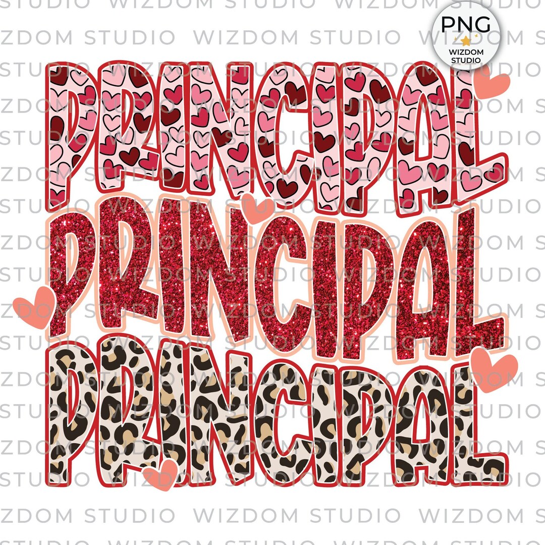Principal PNG Image, Valentine Heart Leopard Red Glitter Design ...
