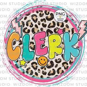 Clerk PNG Image, Leopard Lightning Bolt Clerk Design, Sublimation ...