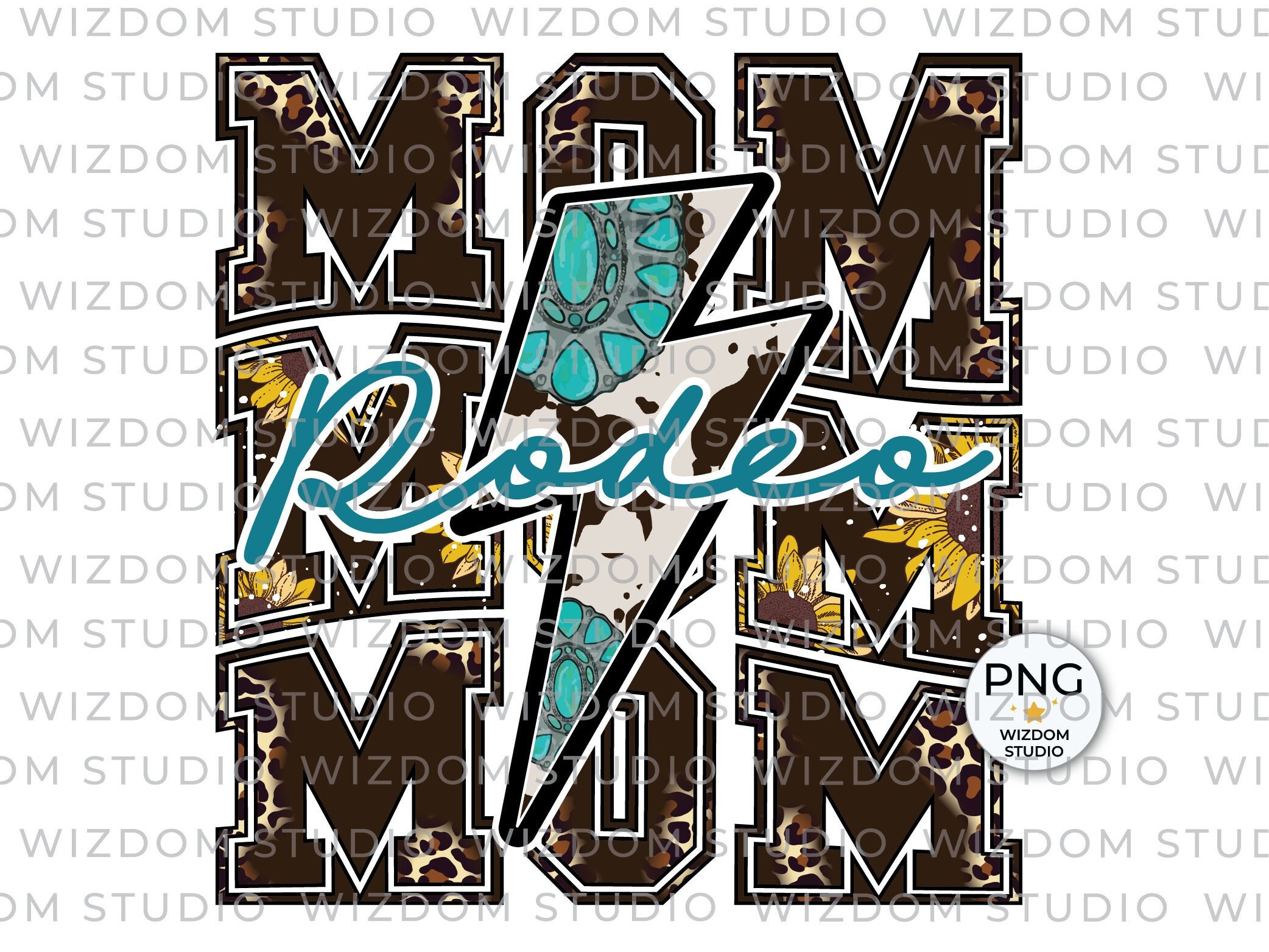 Rodeo Mom PNG Image Lightning Bolt Rodeo Leopard Design - Etsy