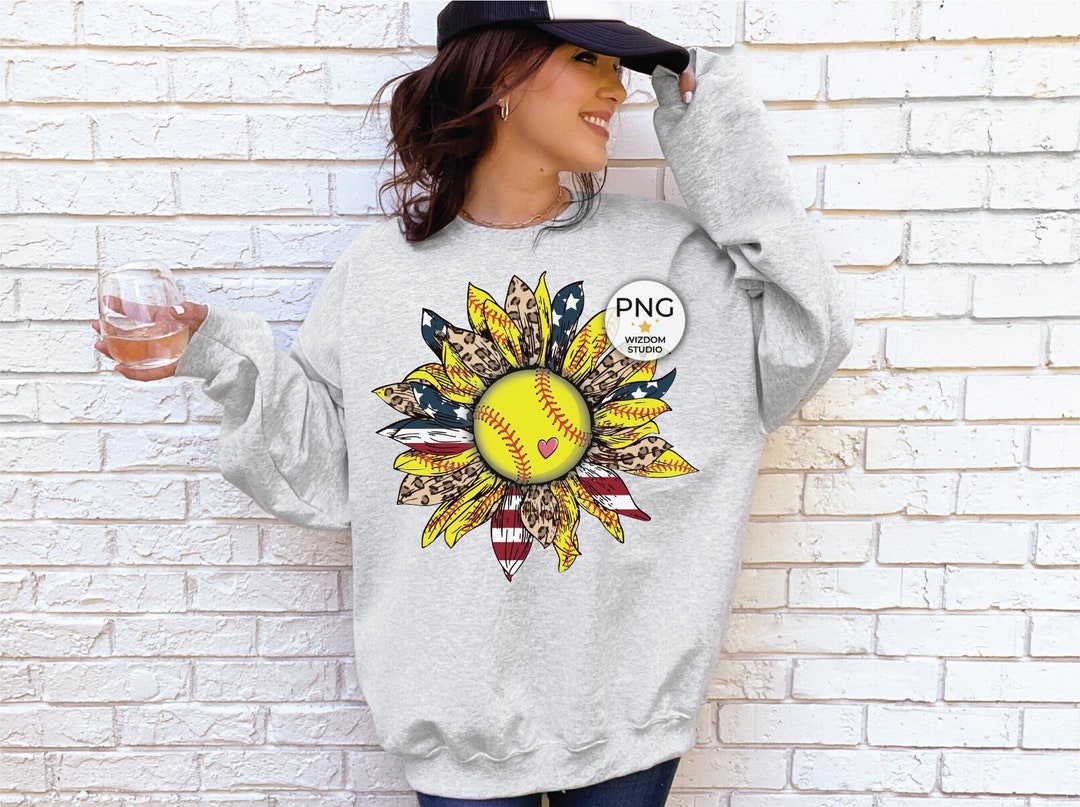 Softball Sunflower PNG Image, Softball Leopard Sunflower Patriotic ...