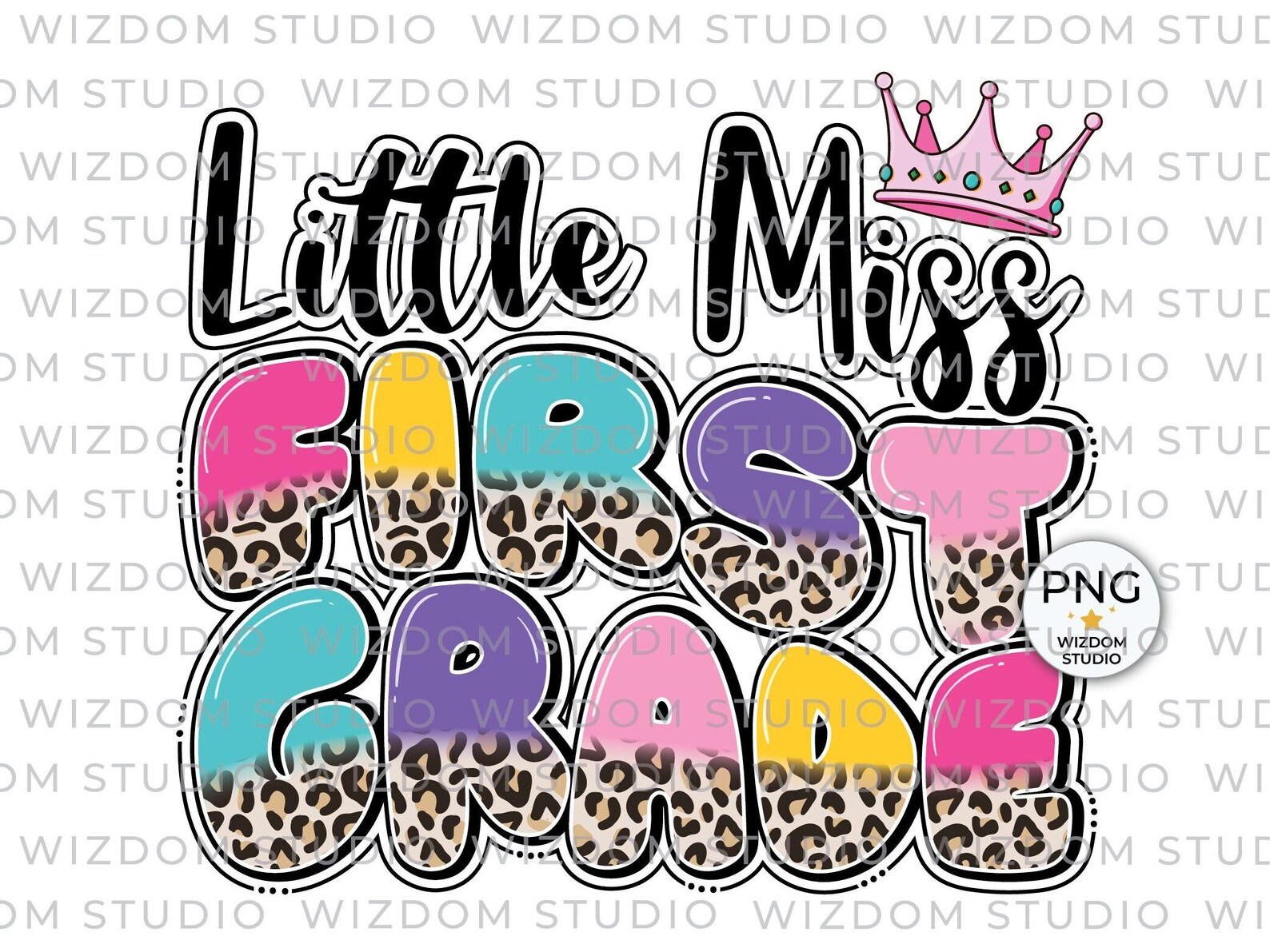 Little Miss First Grade PNG Image Back to School Girl Leopard - Etsy