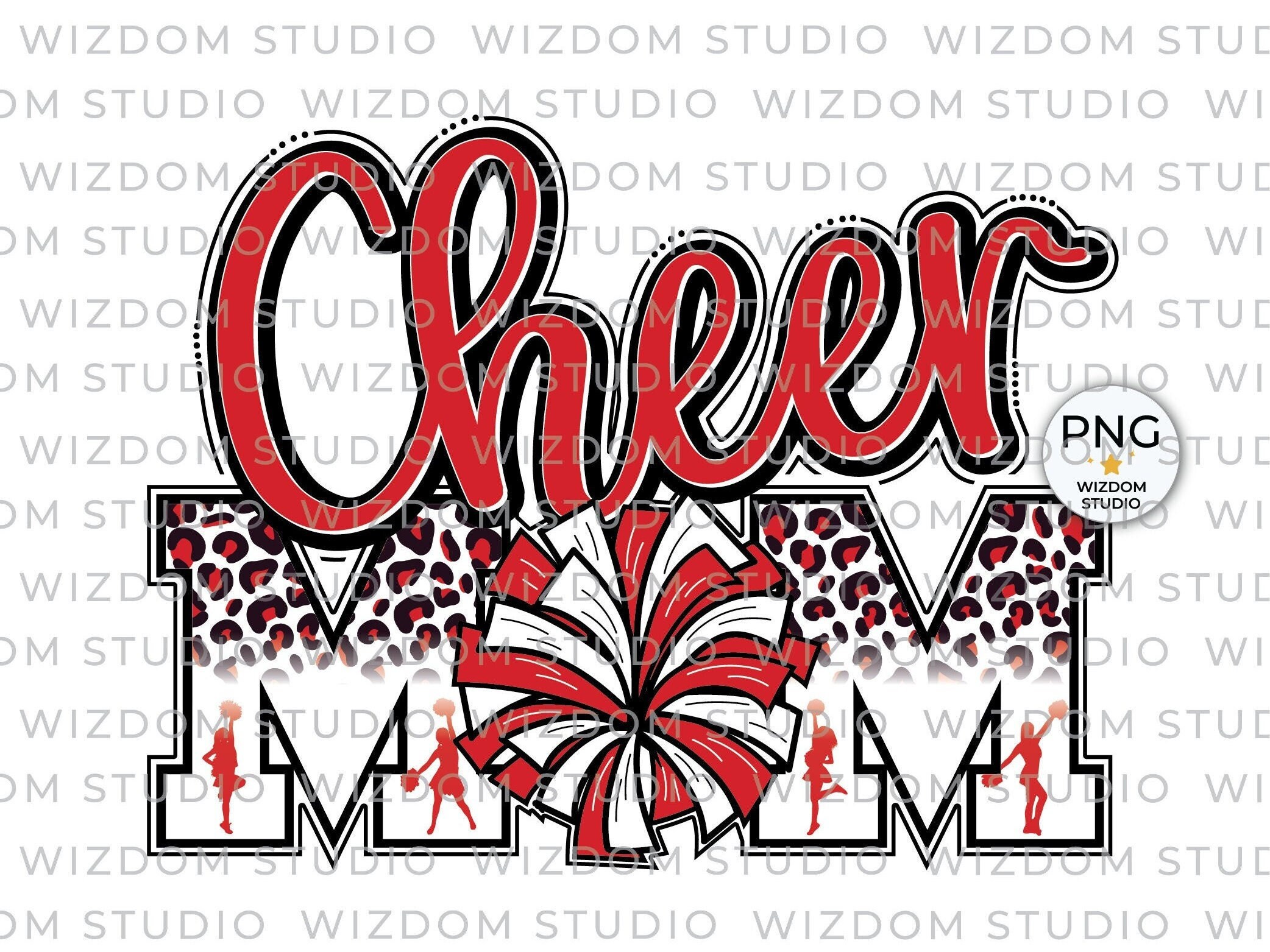 Cheer Mom PNG Image Red Leopard Letters Cheer Design - Etsy
