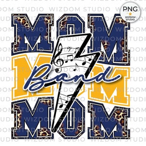 Band Mom PNG Image, Marching Band Lightning Bolt Navy Gold Design ...