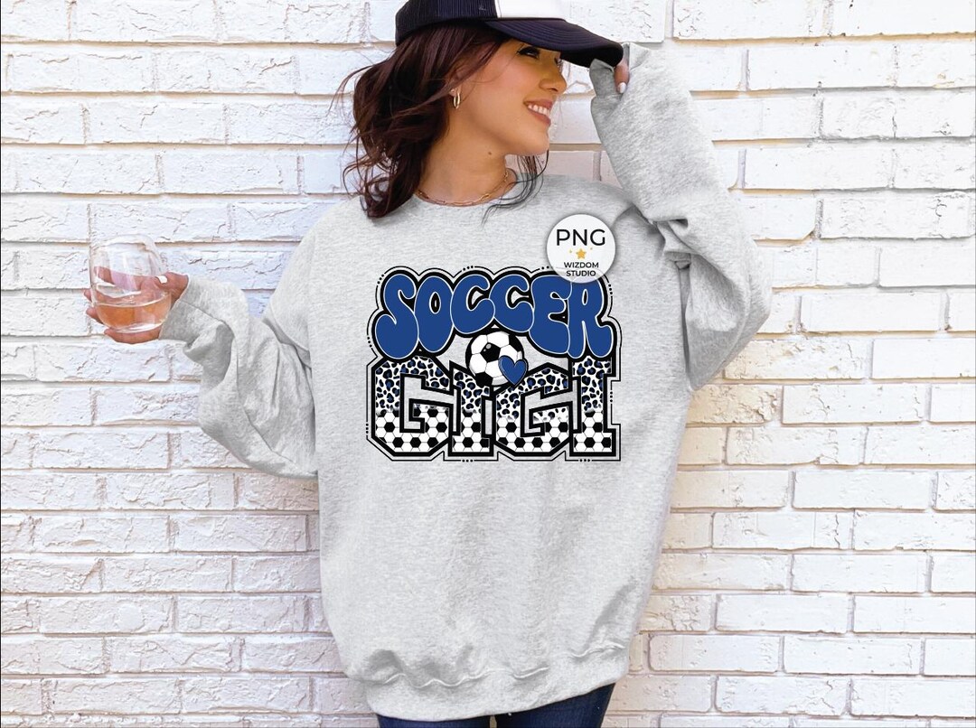 Soccer Gigi PNG Image, Soccer Leopard Groovy Blue Design, Sublimation ...