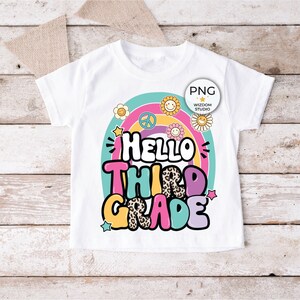 Hello Third Grade PNG Image, Back to School Leopard Rainbow Design ...
