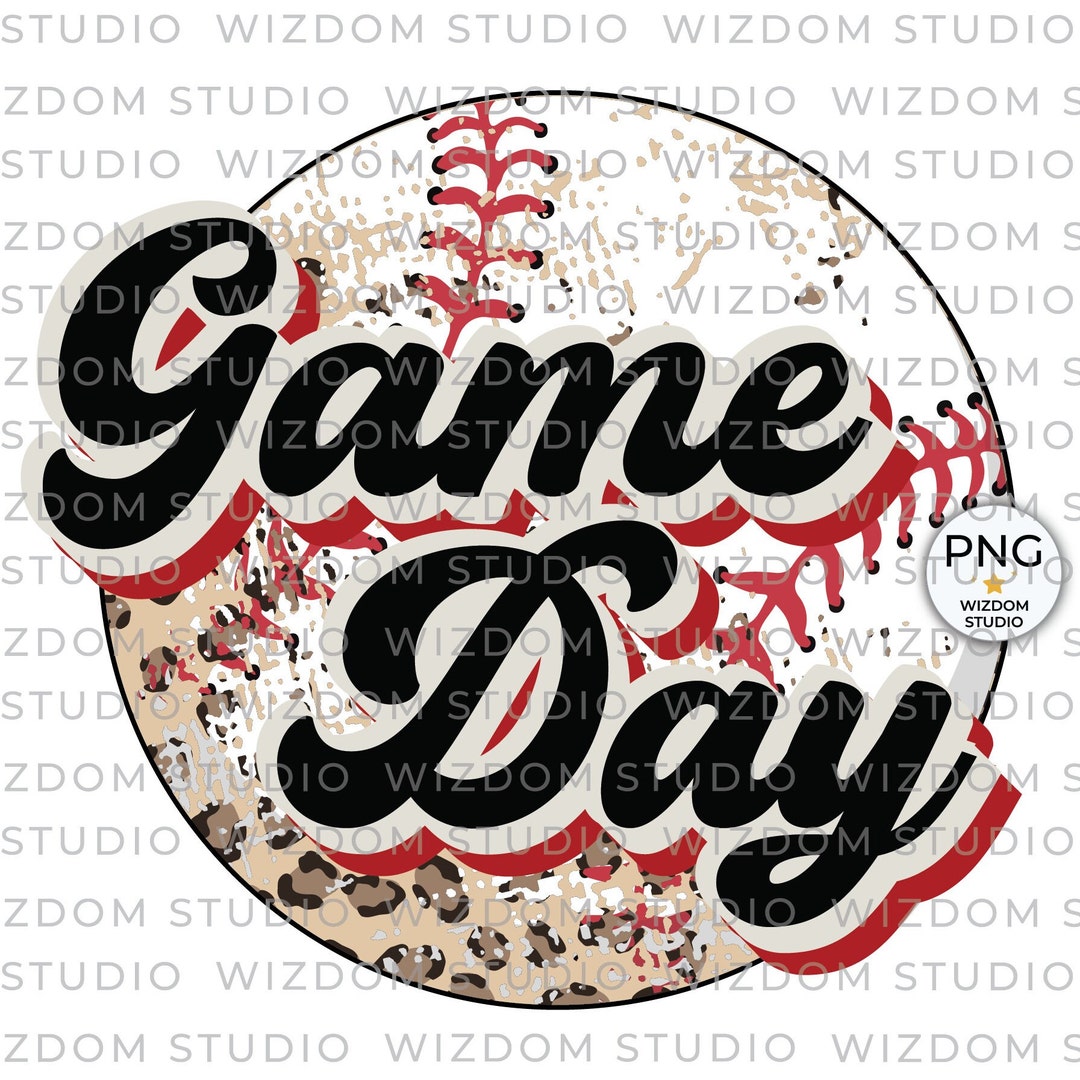 Game Day Baseball PNG Image, Baseball Leopard Black Design, Sublimation ...