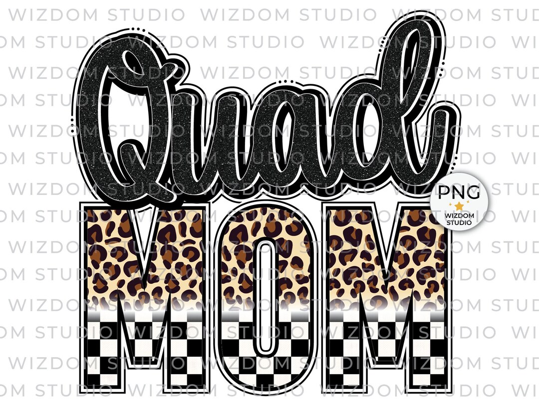 Quad Mom PNG Image Leopard Checkered Flag Motorcycle Black - Etsy