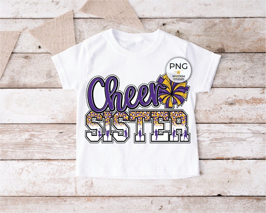 Cheer Sister PNG Image, Purple Yellow Gold Cheer Leopard Design ...