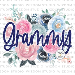 Grammy PNG Image, Floral Granny Design, Sublimation Designs Downloads ...
