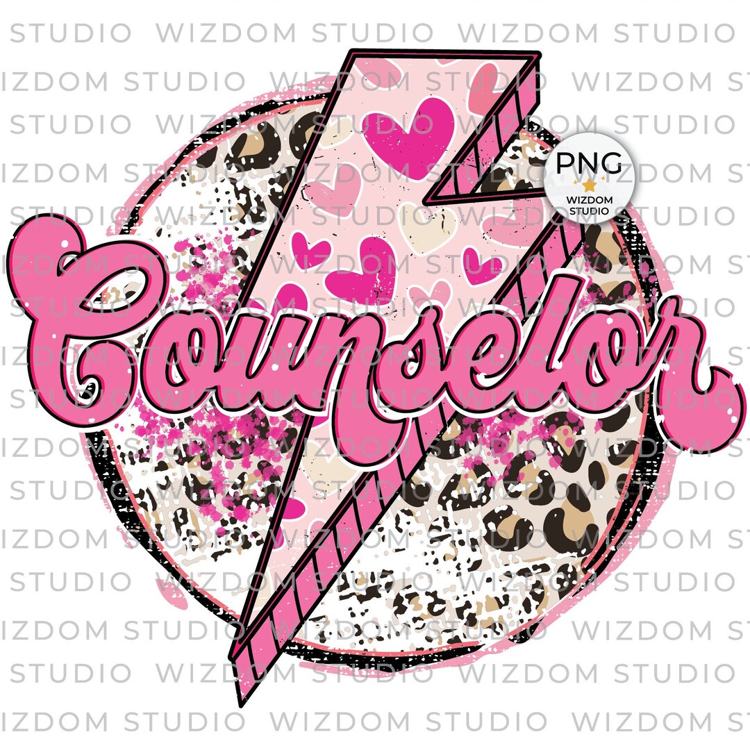 Counselor PNG Image, Pink Heart Lightning Bolt Valentine Counselor ...