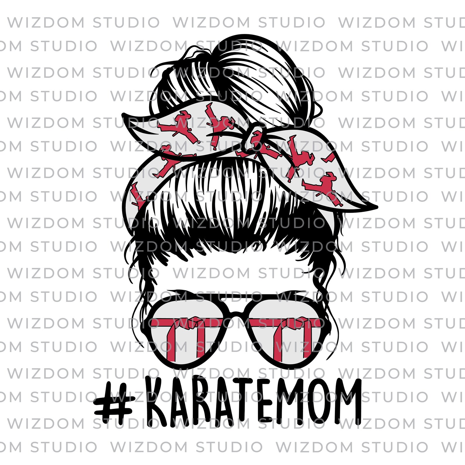 Karate Mom PNG Image Messy Bun Red Belt Design Sublimation - Etsy UK