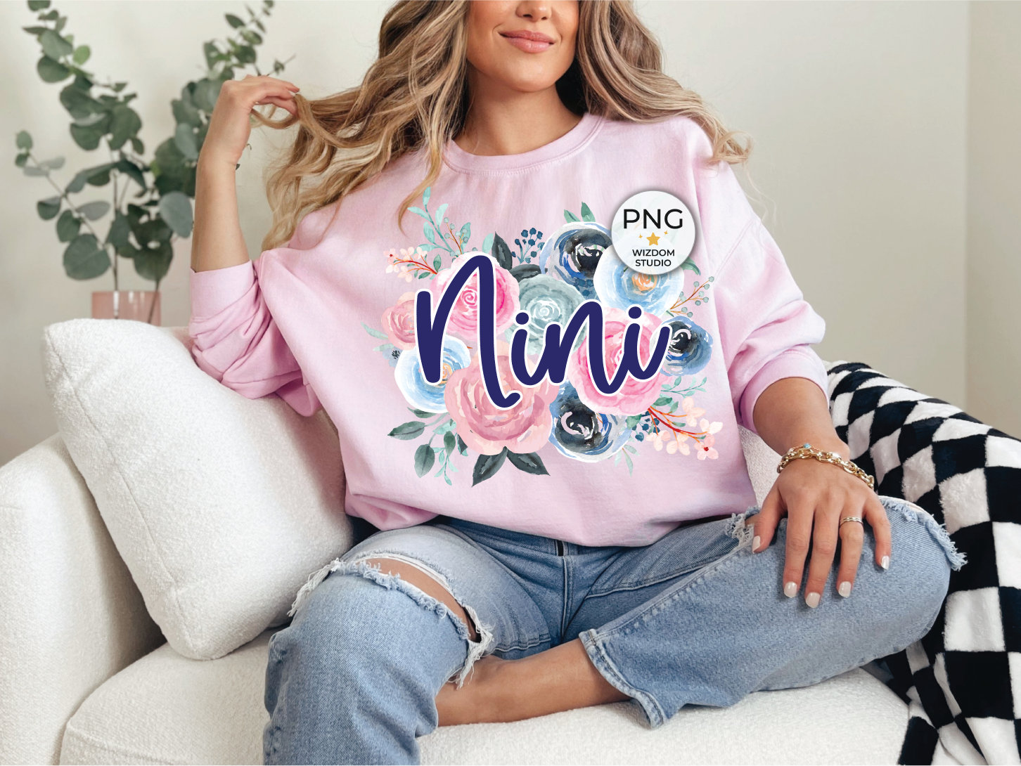 Nini PNG Image, Floral Nini Design, Sublimation Designs Downloads, PNG ...