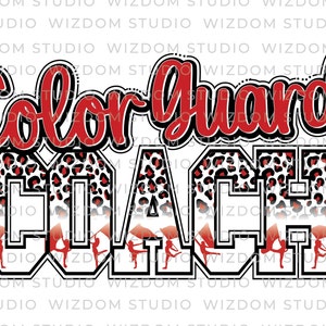 Color Guard Coach PNG Image, Red Leopard Color Guard Design ...