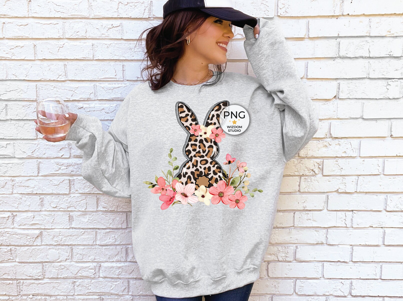 Easter Bunny PNG Image, Leopard Floral Bunny Design, Sublimation ...