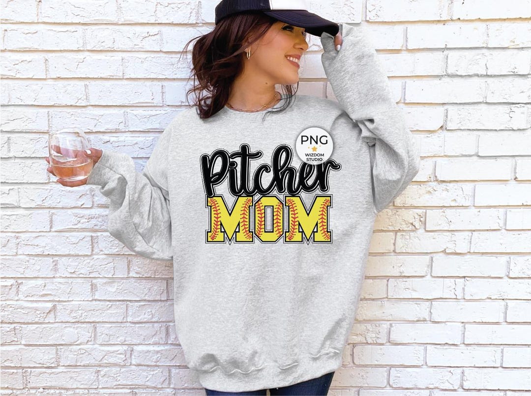 Pitcher Mom PNG Image, Softball Letters Black Design, Sublimation ...