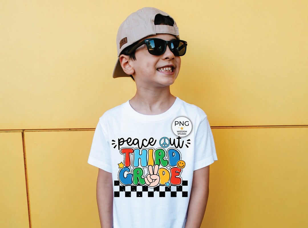 Peace Out Third Grade PNG Image, Groovy School Retro Boy Design ...