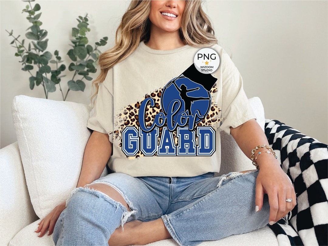 Color Guard PNG Image, Leopard Color Guard Blue Design, Sublimation ...