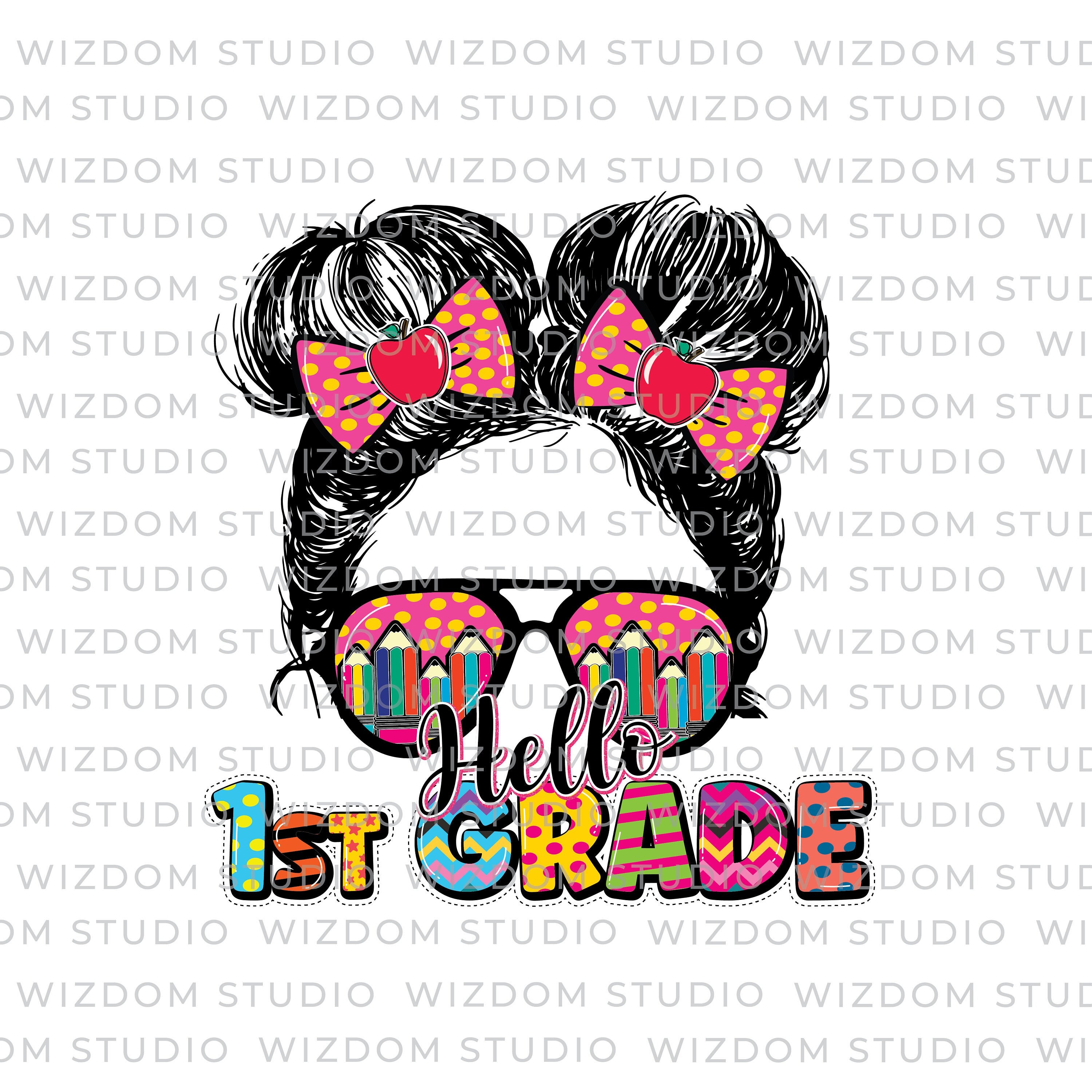 Hello 1st Grade PNG Image First Grade Girl Kid Design Back | Etsy