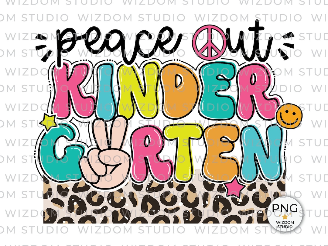 Peace Out Kindergarten PNG Image Groovy School Leopard - Etsy