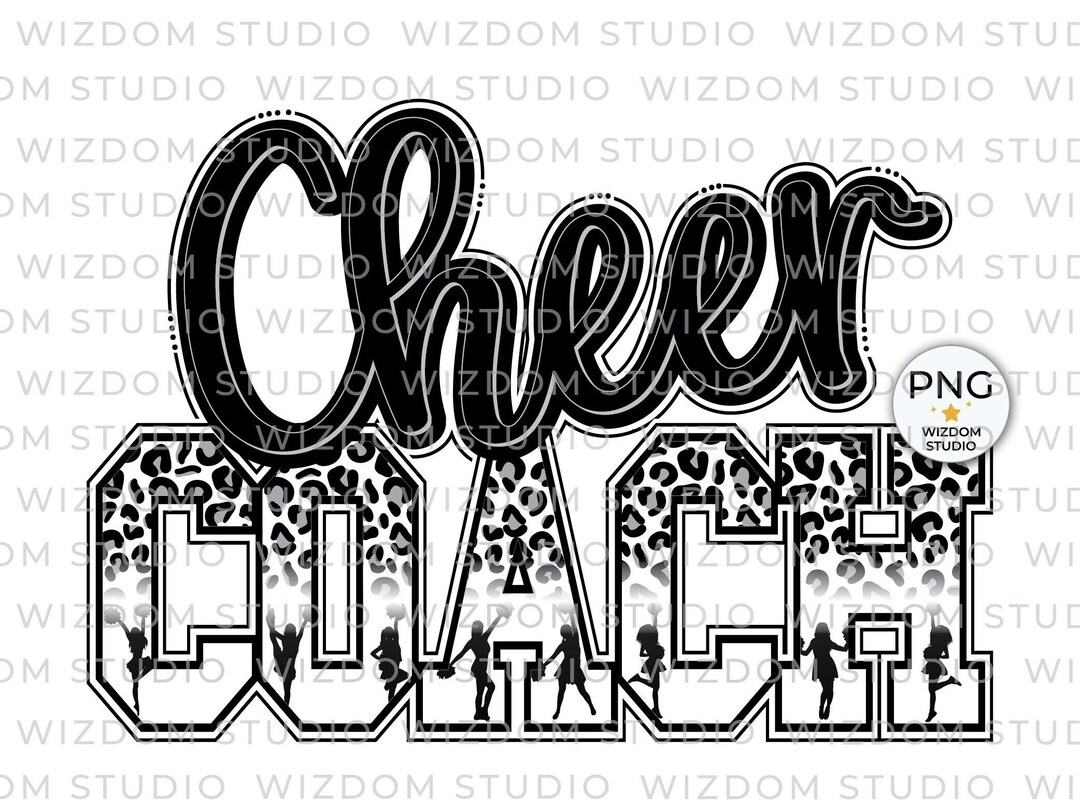 Cheer Coach PNG Image, Leopard Cheer Black Gray Design, Sublimation ...