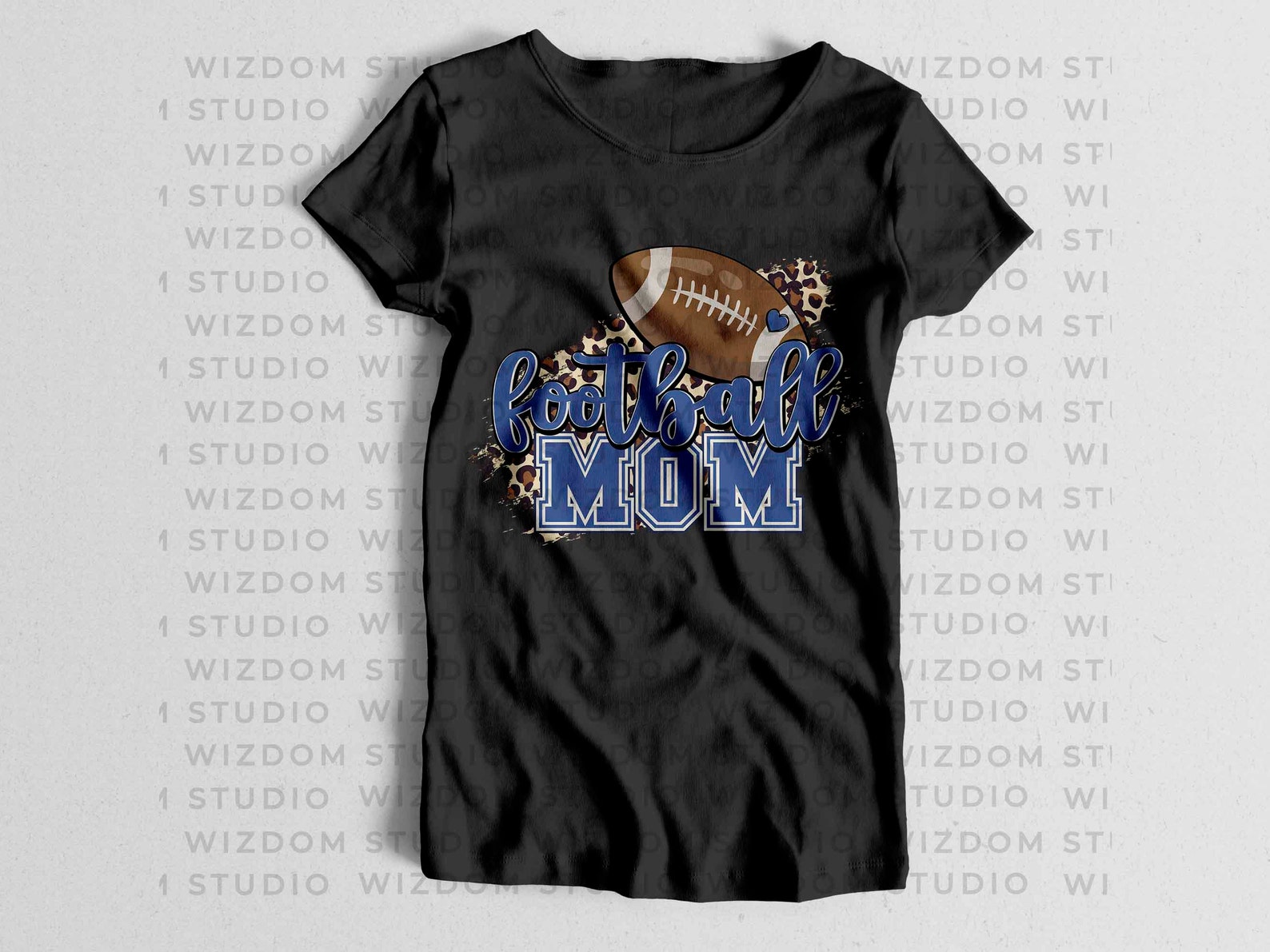 Football Mom PNG Image Football Blue Leopard Design | Etsy