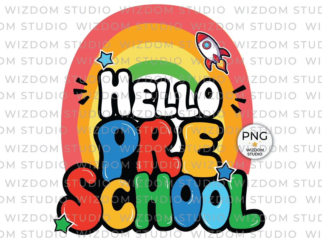 Hello Preschool PNG Image Back to School Rainbow Design - Etsy