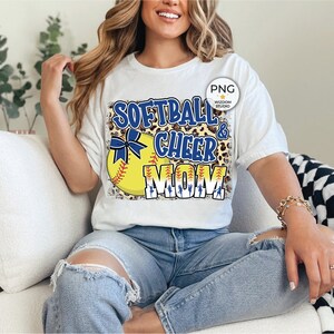 Softball & Cheer Mom PNG Image, Mom of Both Leopard Blue Design ...