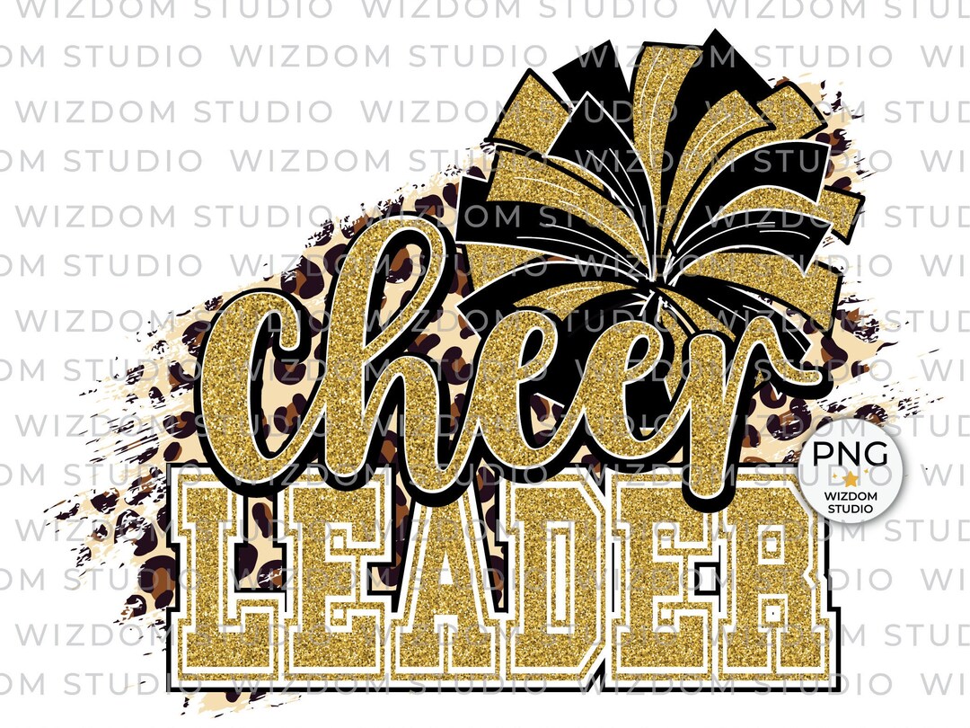 Cheerleader PNG Image Cheerleading Pom Leopard Gold Glitter - Etsy