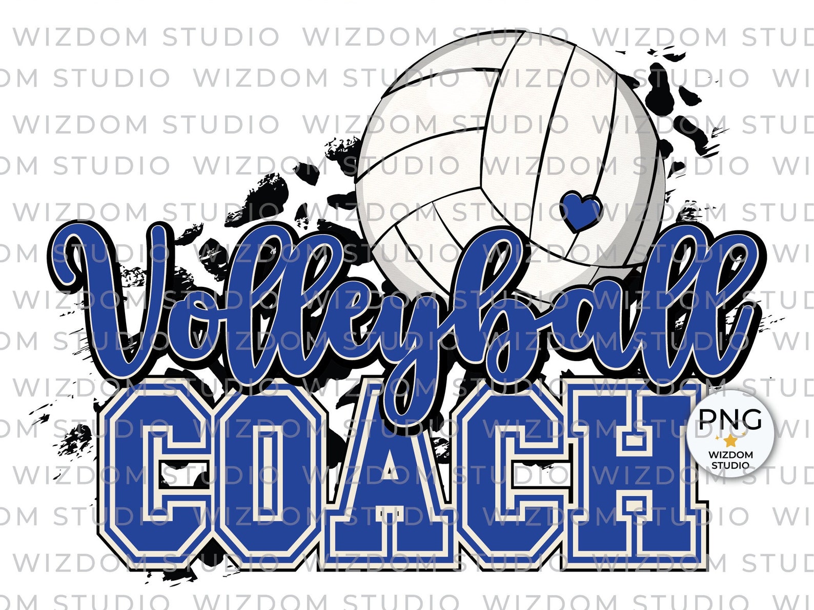 Volleyball Coach PNG Image Royal Blue Volleyball Cow Print - Etsy