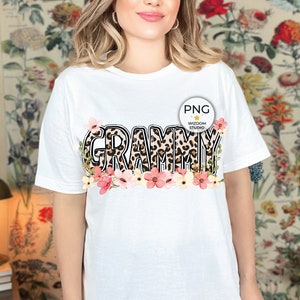Grammy PNG Image, Leopard Floral Design, Sublimation Designs Downloads ...
