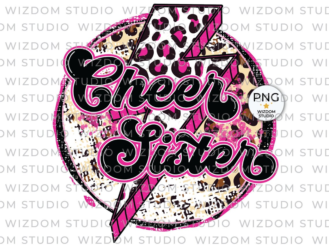 Cheer Sister PNG Image Lightning Bolt Cheer Pink Design - Etsy